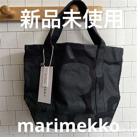 新品＊marimekko トートバッグ セイディ ブラック×グレー メルカリ
