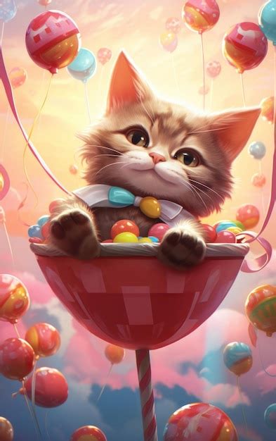 Premium Ai Image Candy Land Joy With Cat