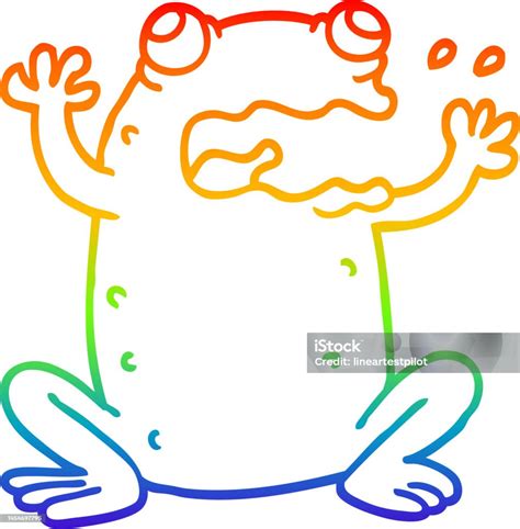 만화 미친 개구리의 무지개 그라데이션 선 그리기 0명에 대한 스톡 벡터 아트 및 기타 이미지 0명 개구리 그라데이션