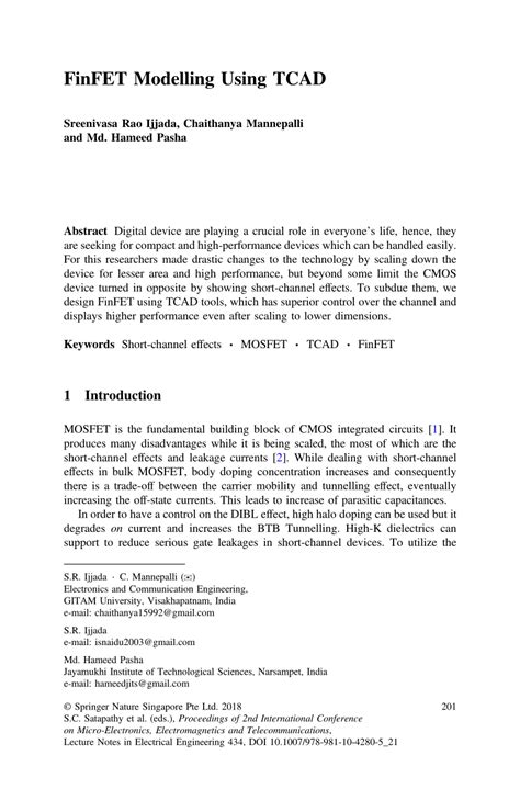 Pdf Finfet Modelling Using Tcad