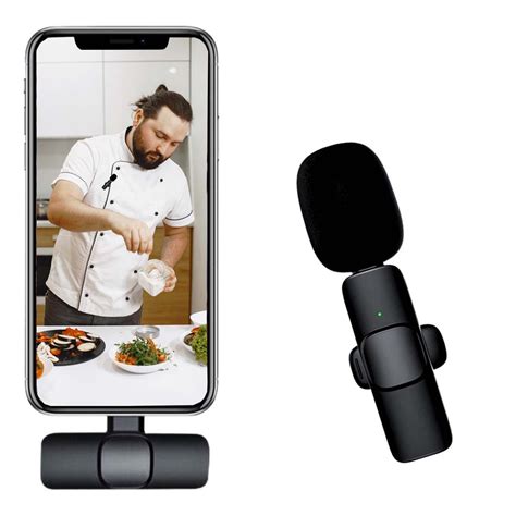 Microfone Lapela Sem Fio Profissional Celular Android Tipo C Preto