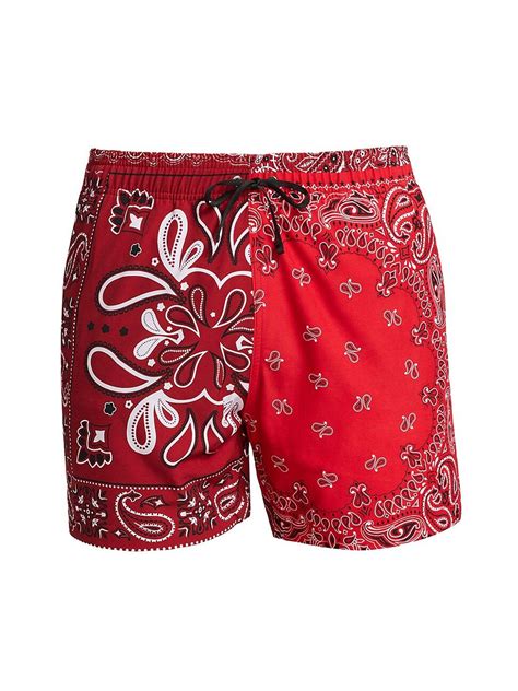 Buy Amiri Bandana Swim Trunks Red At 40 Off Editorialist