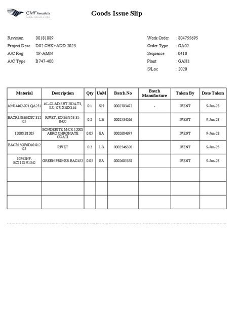 Goods Issue Slip Pdf