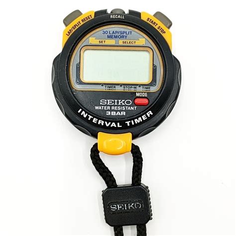 【傷や汚れあり】【電池切れ】seiko セイコー クォーツ ストップウォッチ Interval Timer デジタル文字盤 ブラック×イエロー