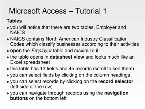 Ppt Microsoft Access Tutorial 1 Powerpoint Presentation Free