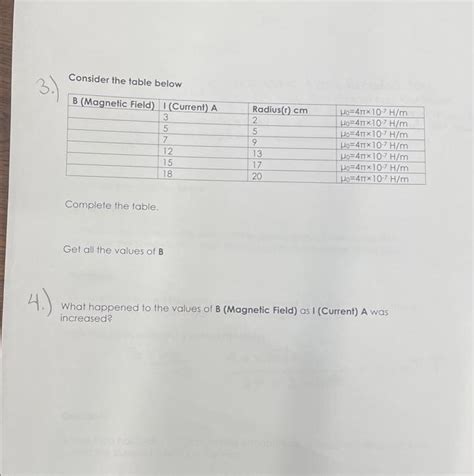 Solved Consider The Table Below Complete The Table Get All