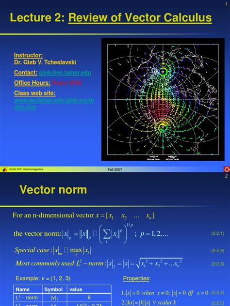 lecture 2 review of vector calculus instructor dr gleb v