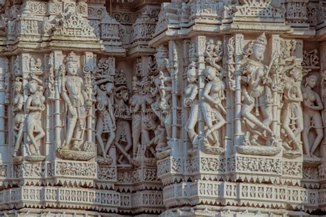 Stone Carved Male And Female Figures On Shri Ajitnath Bhagwan Shwetamber Jain Temple Editorial