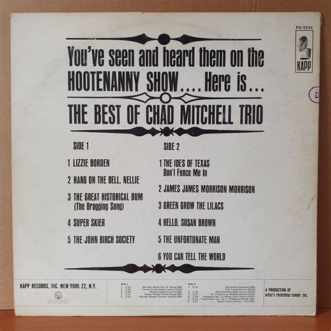 Chad Mitchell Trio The Best Of 1963 Lp 2el Plak