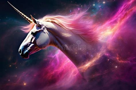 An Ethereal Unicorn On A Nebula Background Ai Generated Stock