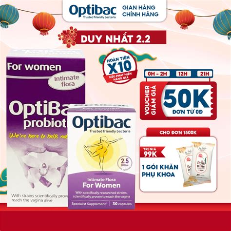 Men Vi Sinh Bổ Sung Lợi Khuẩn Phụ Khoa Optibac Tím Probiotics For Women