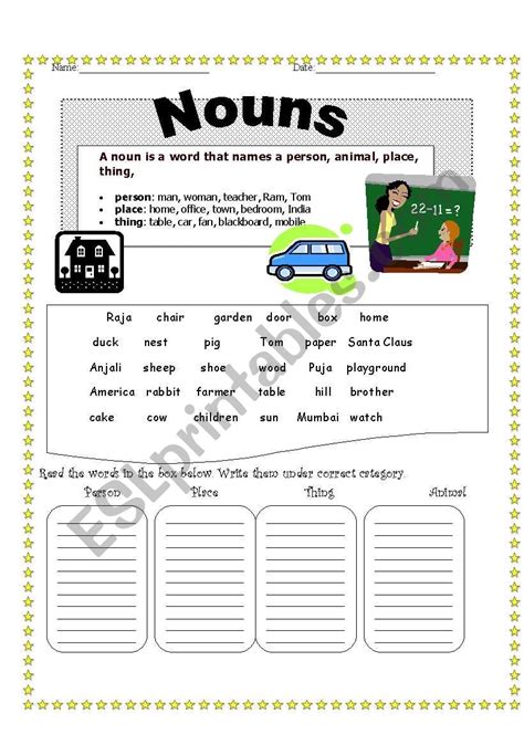 Nouns Esl Worksheet By Tanuja1809