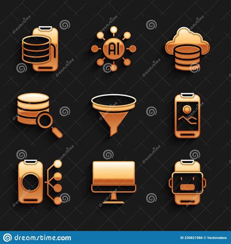 Set Funnel Or Filter Computer Monitor Chat Bot Mobile Phone Neural