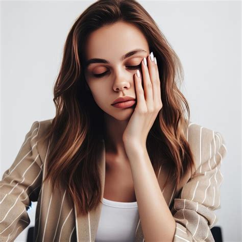 Premium Photo Girl Cons Mouth Yawns Wants To Sleep Has Problem Of