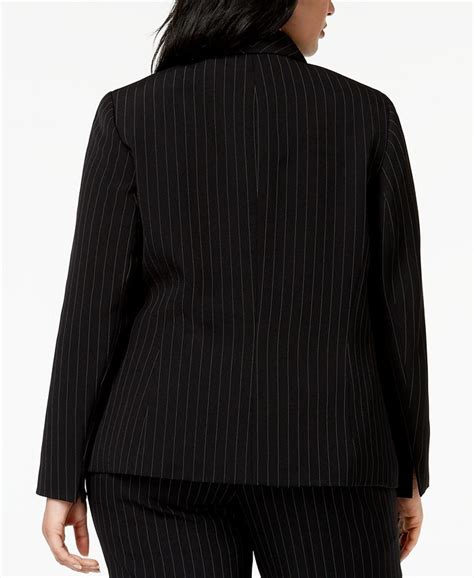 Kasper Plus Size Striped One Button Jacket Macys