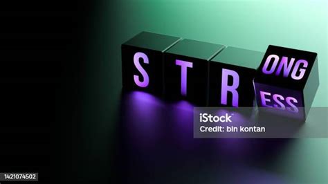 Strong과 Stress라는 단어는 큐브를 바꿉니다 스트레스와 힘의 개념 상징 3d 렌더링 Mental Wellbeing에