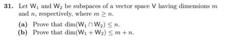 31 Let W1 And W2 Be Subspaces Of A Vector Studyx