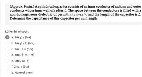 Solved Approx9 Mina Cylindrical Capacitor Consists Of An Inner