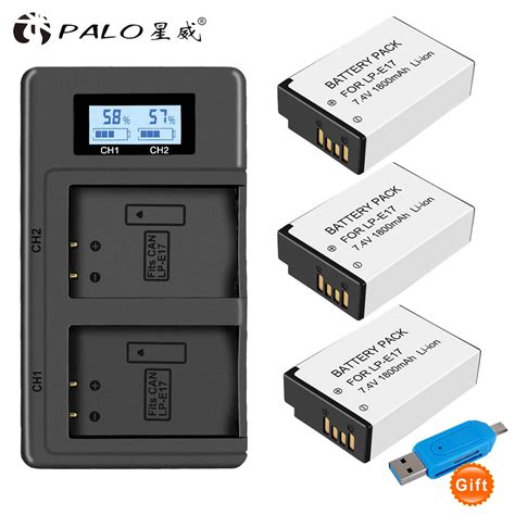 Аккумулятор LPE17 LP E17 LP-E17 E17 + зарядное устройство USB с ЖК ...