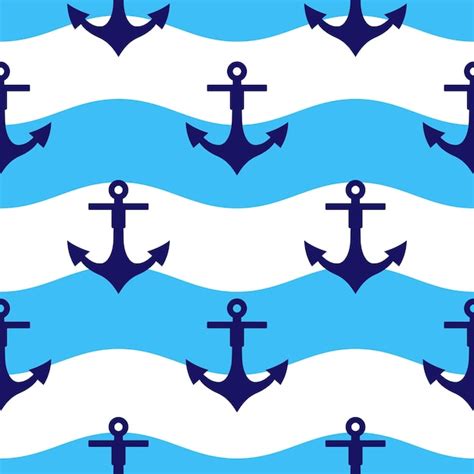 Premium Vector Ship Anchors Cute Marine Seamless Pattern Nautical