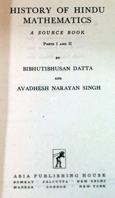 History Of Hindu Mathematics Bibhutibhusan Datta And Avadhesh Narayan