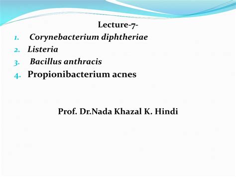 Ppt Overview Of Corynebacterium Diphtheriae Listeria Monocytogenes And Bacillus Anthracis