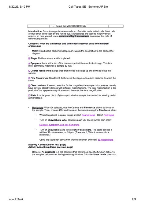 SOLUTION Cell Types Se Summer Ap Bio Studypool