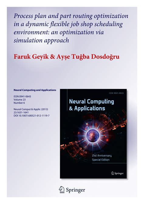 Pdf Process Plan And Part Routing Optimization In A Dynamic Flexible