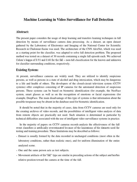Fall Detection Abstract Pdf Closed Circuit Television Surveillance
