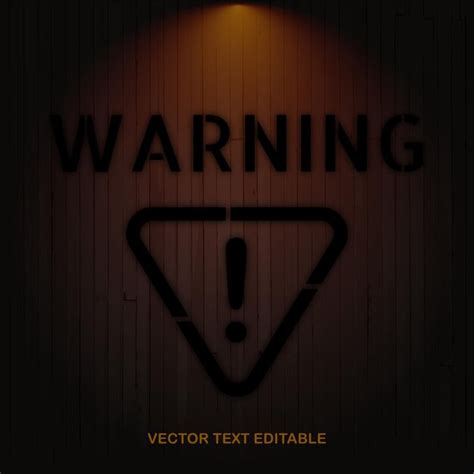 premium vector warning text editable shadow effect