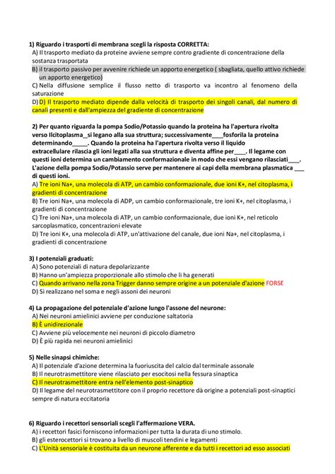 Domande Esame Fisiologia Schemi E Mappe Concettuali Di Fisiologia
