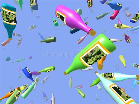 Flying Bottles Generated 3d Background Stock Illustration