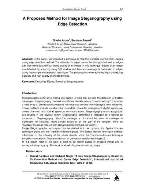 Pdf A Proposed Method For Image Steganography Using Edge Detection Sneha Arora