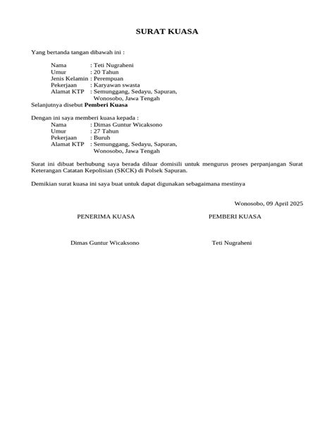 Surat Kuasa Teti Pdf