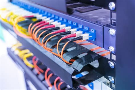 Fiber Optic Cable Connect To Communication Point Stock Image Image Of