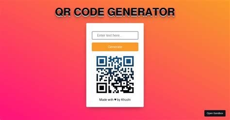 Ayushparikh Code Web Dev Mini Projects QR CODE Generator Codesandbox