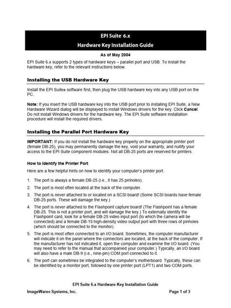 Epi Suite Hardware Key Installation Guide Pdf