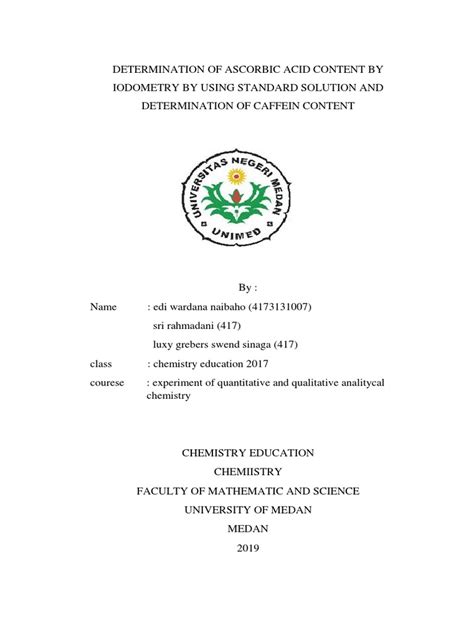 Determination Of Ascorbic Acid Content By Iodometry By Using Standard