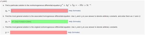 Solved Find A Particular Solution To The Nonhomogeneous Chegg