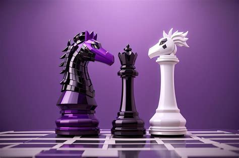 Premium Ai Image 3d Illustration Black Rook Vs White Rook On Purple