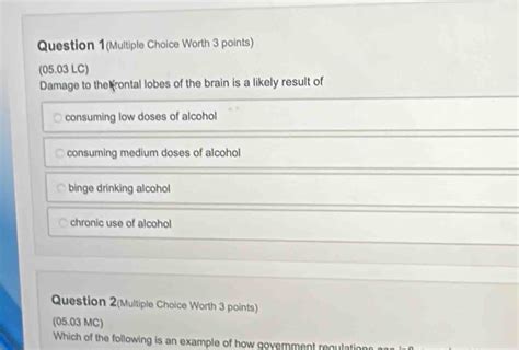 Solved Question 1 Multiple Choice Worth 3 Points 05 03 LC Damage To
