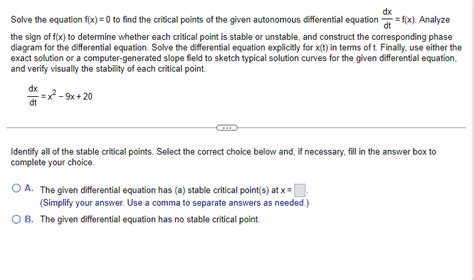 Solved Solve The Equation F X 0 To Find The Critical Points Chegg