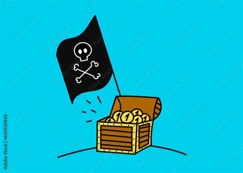 Иллюстрация Сокровища пирата в стиле компьютерная графика
