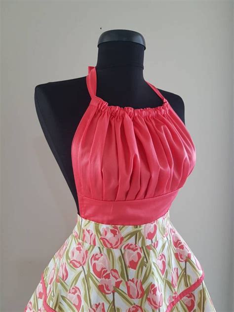 Floral Retro Apron For Women Cute Flowered Kitchen Apron Etsy