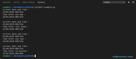 Python Print Current Datetimehourminuteincrement Each Codevscolor