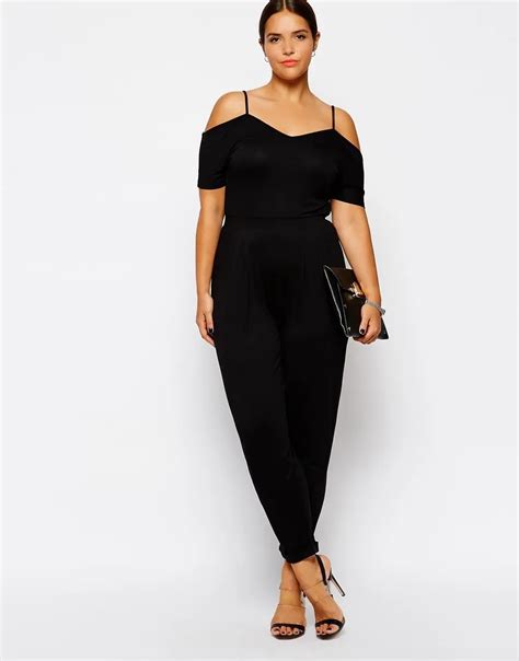 6xl Women Black Jumpsuits Shoulder Straps Feet Trousers Plus Size