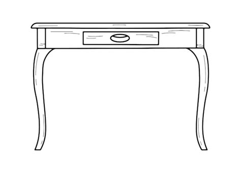 Premium Vector Sketch Of Writing Desk With Drawer Isolated Vector