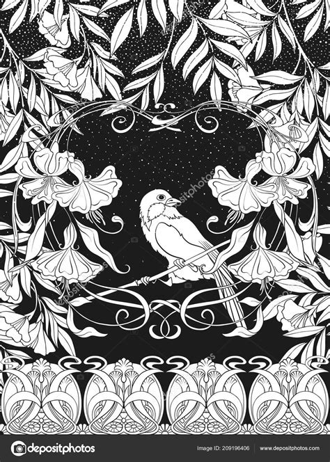 Art Nouveau Black And White Flower