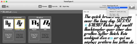 how to convert postscript fonts to opentype with transtype