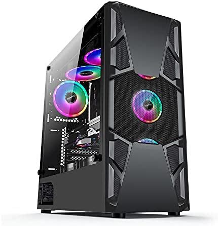 Gabinete Gamer Hayom 4 Fans Rgb Lateral E Frontal Em Vidro Temperado